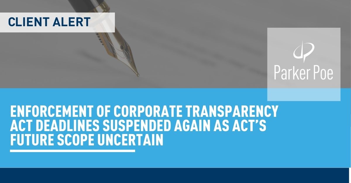 Enforcement of Corporate Transparency Act Deadlines Suspended Again as Act's Future Scope ...